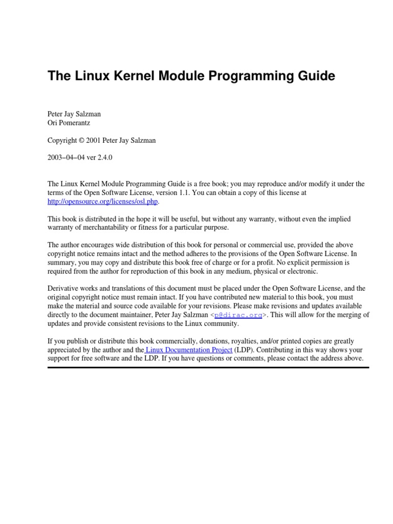Linux - Kernel Mode Programming Guide | PDF | Subroutine | C (Programming Language)