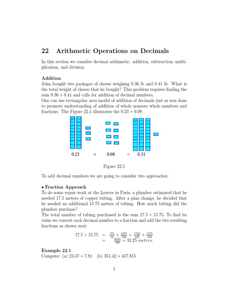 Section22 Arithmetic Operations On Decimals | PDF | Division ...