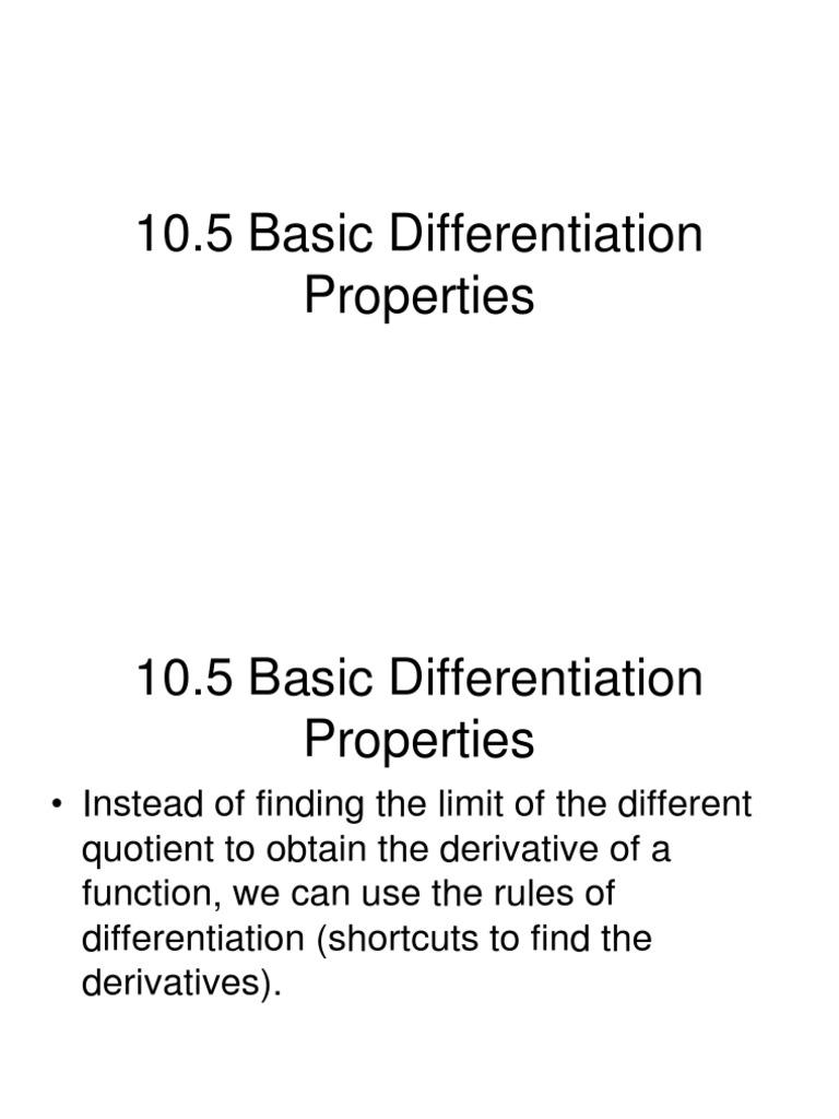 Basic Differentiation Properties | PDF | Derivative | Slope