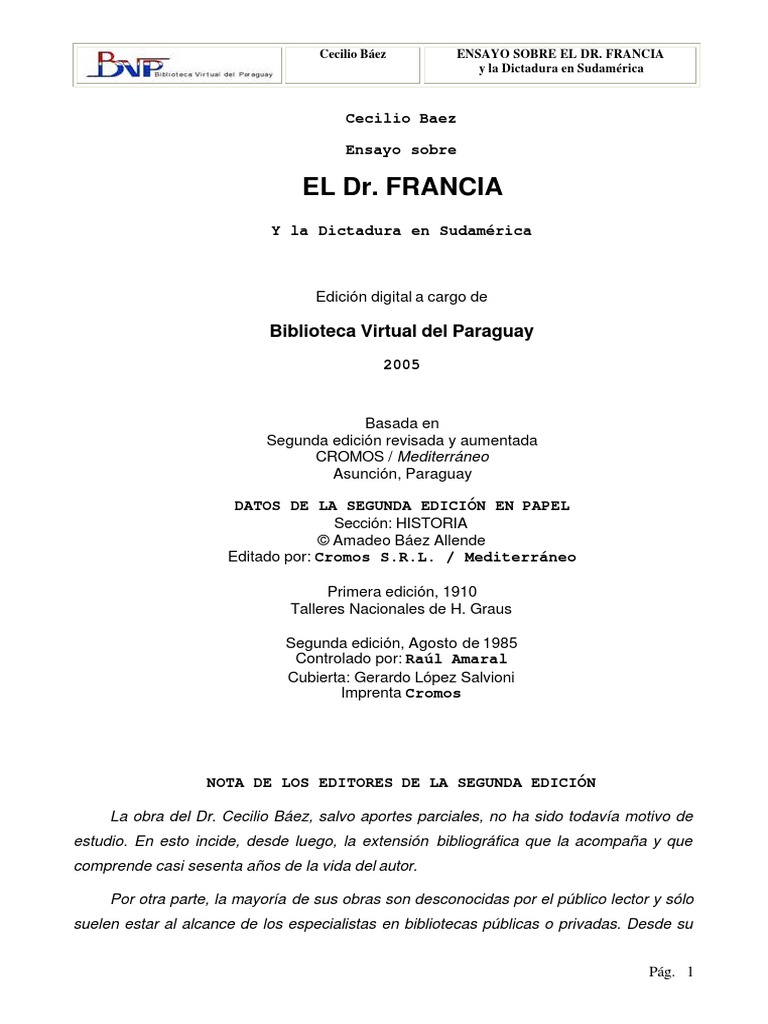Cecilio Baez - Dr. Francia | PDF | Divina Comedia | Alma