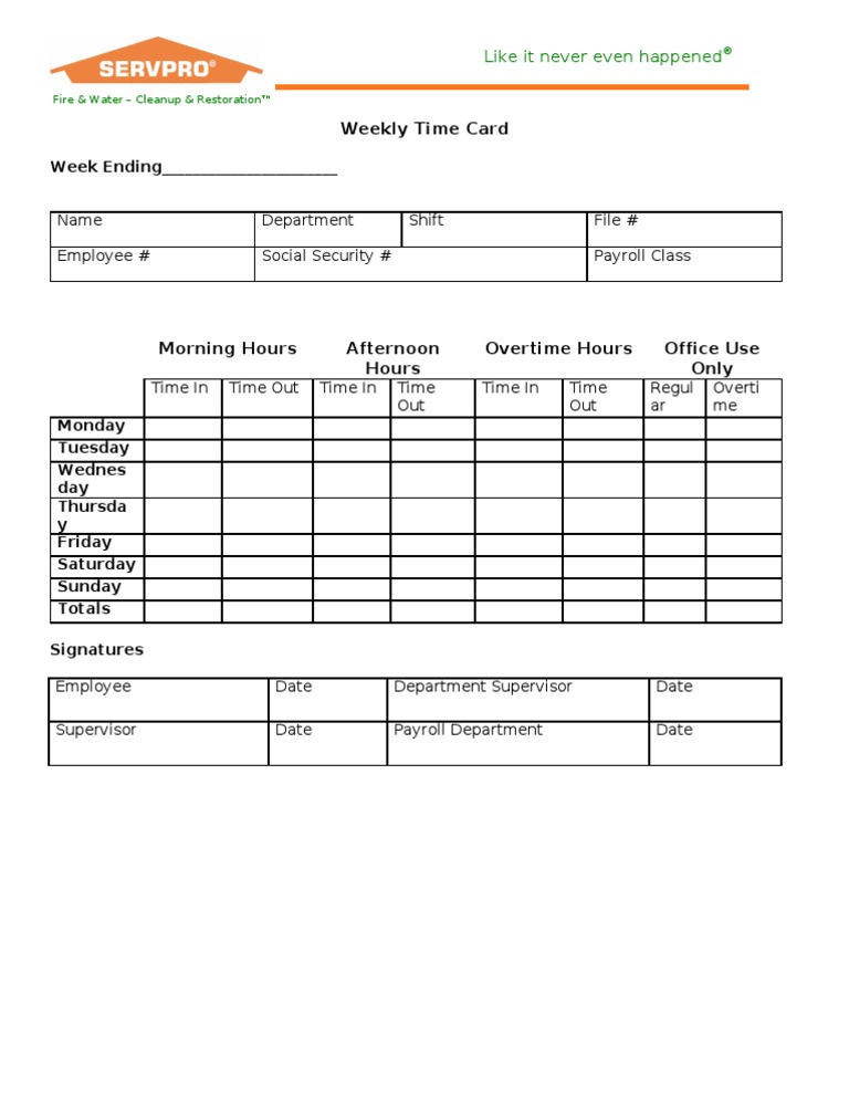 Weekly Time Card | PDF