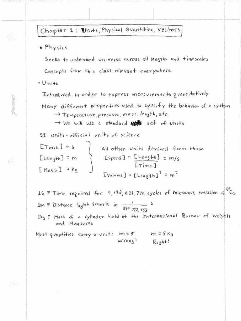 Chapter 1 Notes Summary From University Physics Textbook, 13th Edition ...