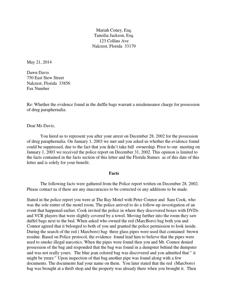 Opinion Letter (Final) | Plea Bargain | Burden Of Proof (Law)