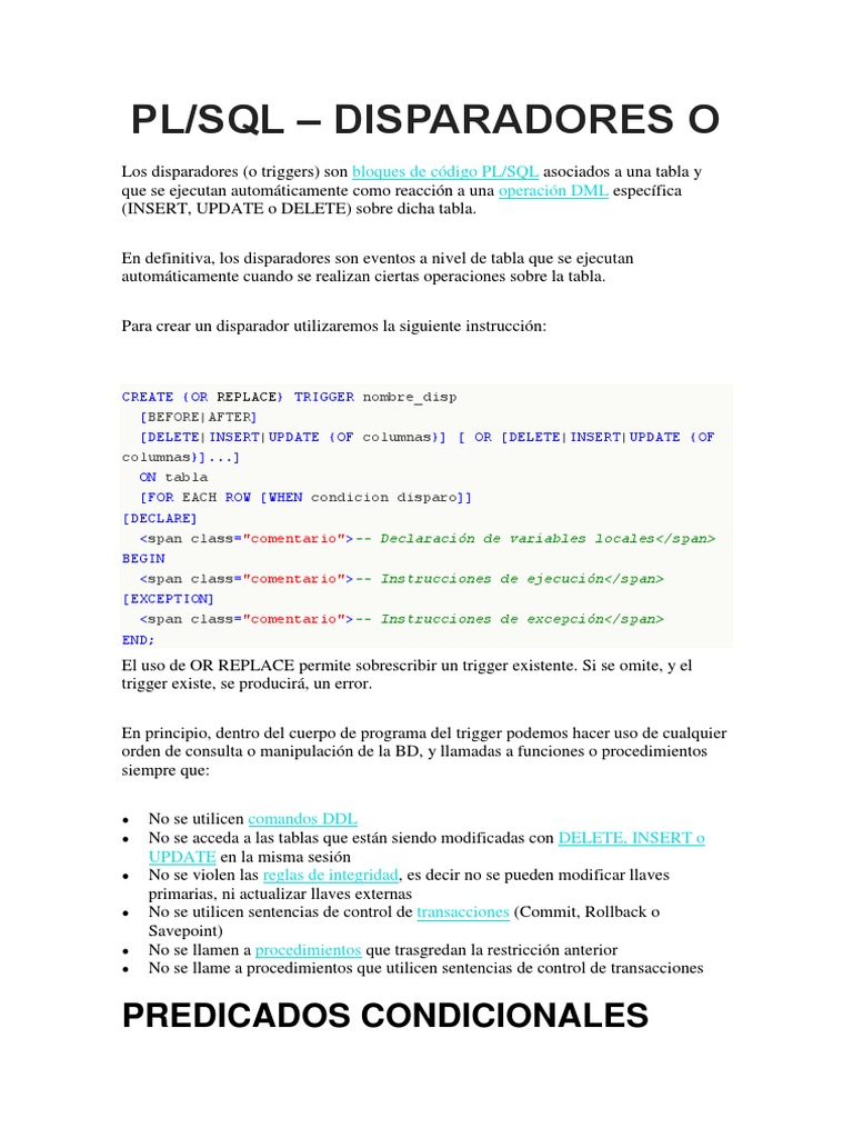 Disparadores de Base de Datos | PDF | Pl / Sql | SQL