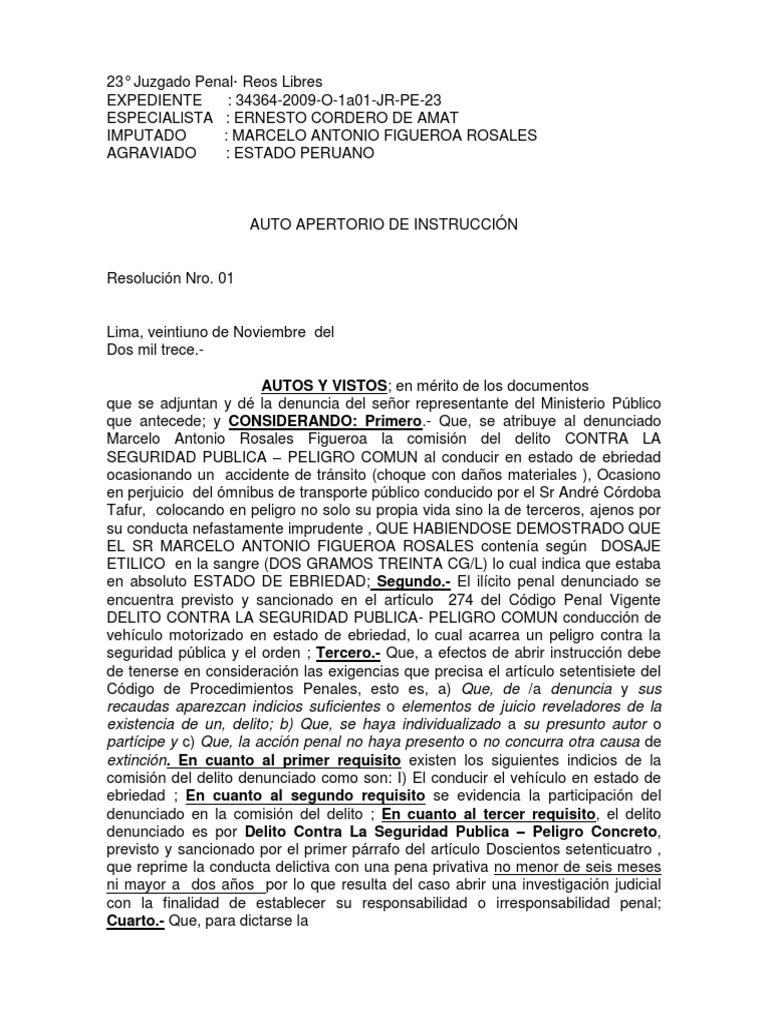 Auto Admisorio | PDF | Delito | Derecho penal