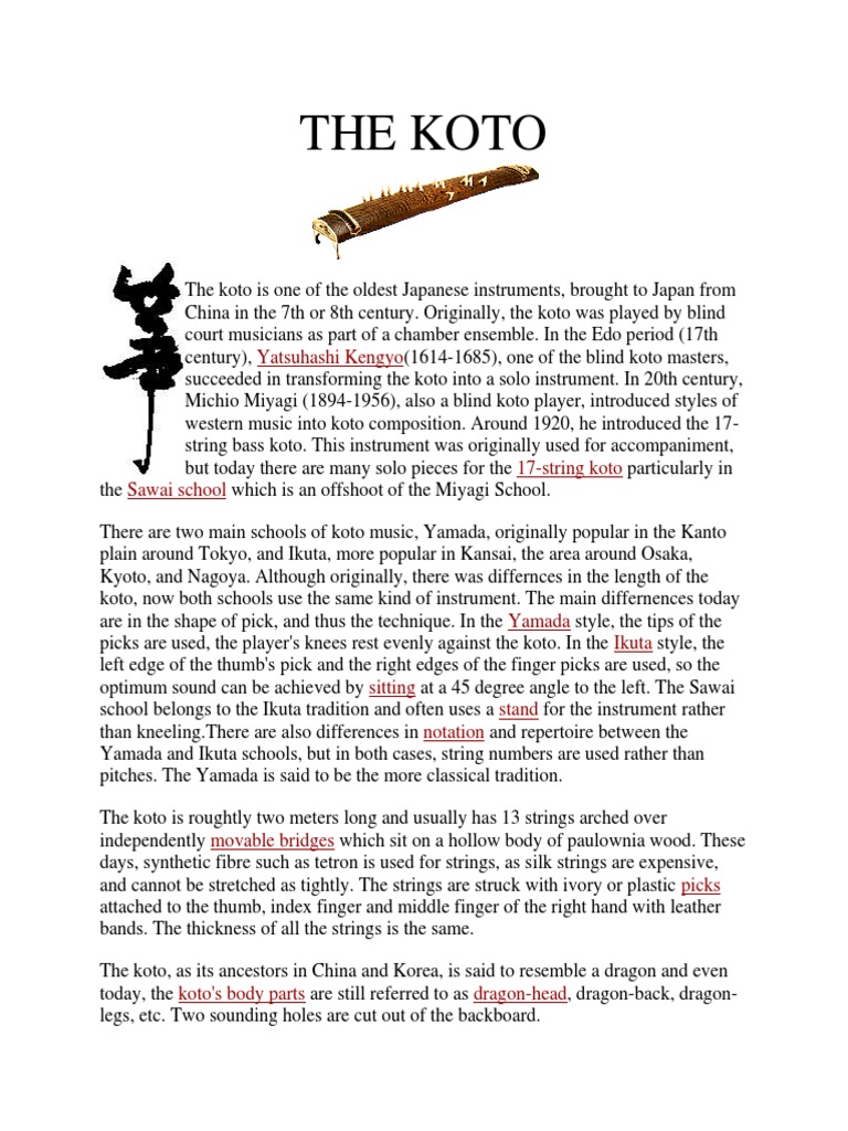The Koto | PDF | Musical Instruments | Music Technology