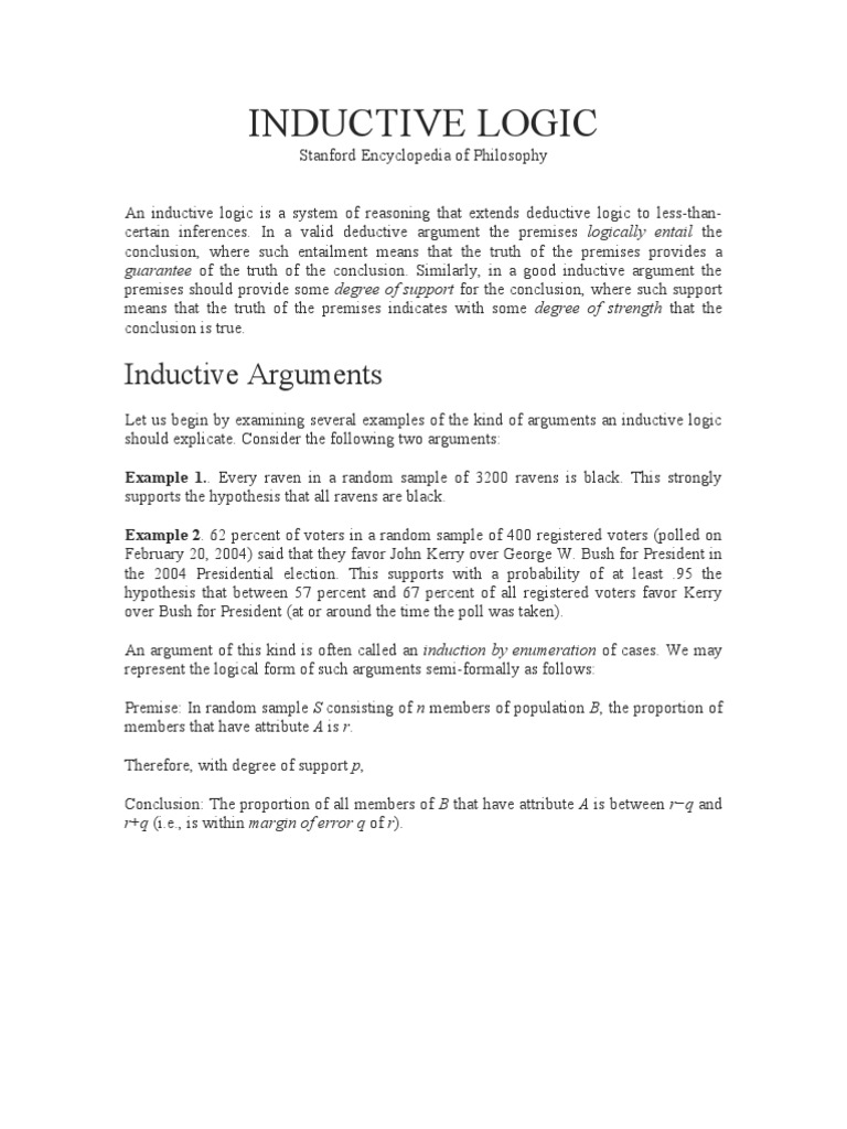 Inductive Logic | Argument | Inductive Reasoning