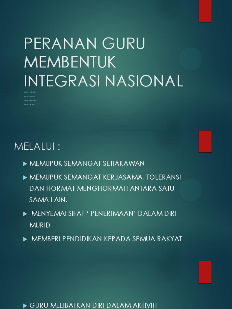 Peranan Guru Membentuk Integrasi Nasional | PDF | Karier & Perkembangan