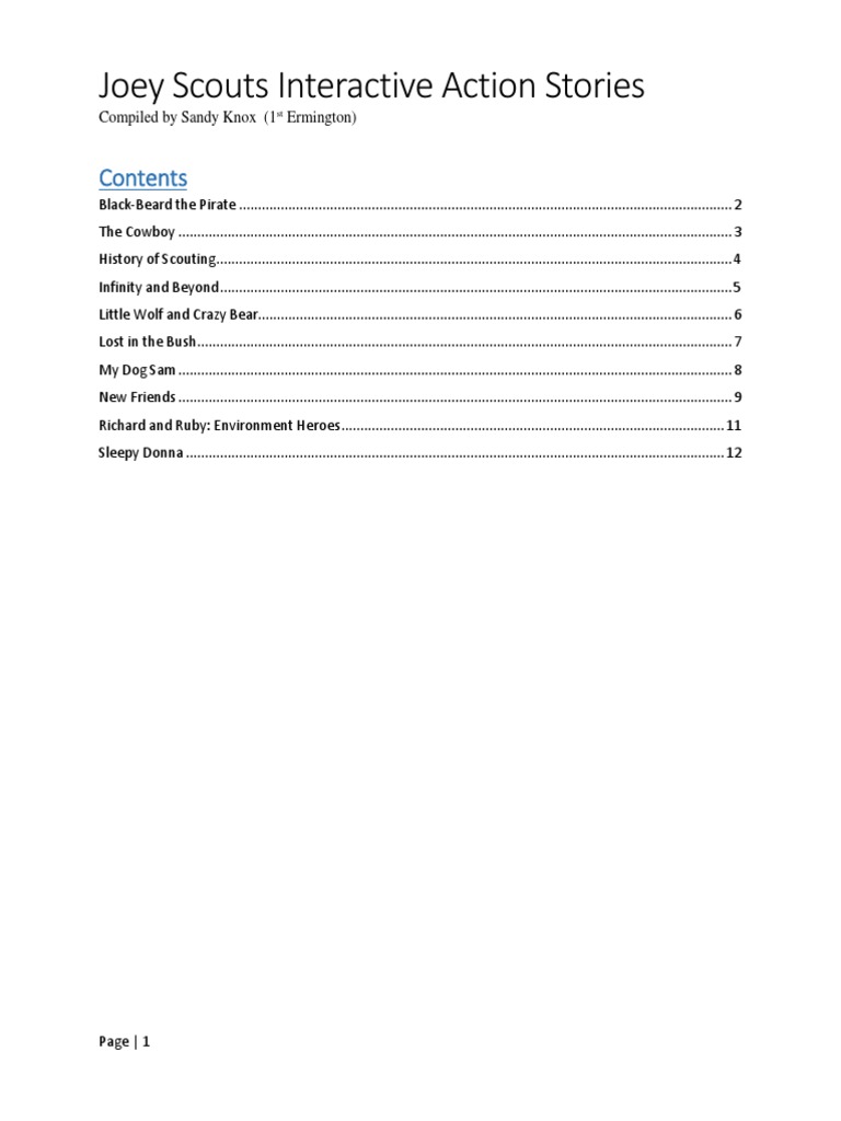 Joey Scouts Interactive Stories | PDF | Blackbeard | Scouting