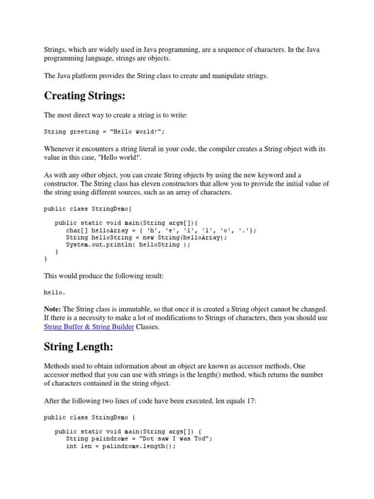 Java String Class Tutorial | PDF | String (Computer Science) | Regular ...