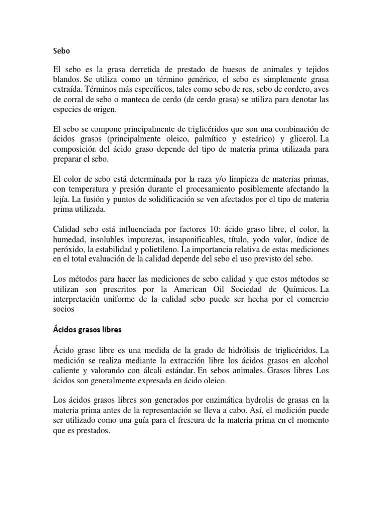 Composición y Calidad del Sebo | PDF | Jabón | Margarina