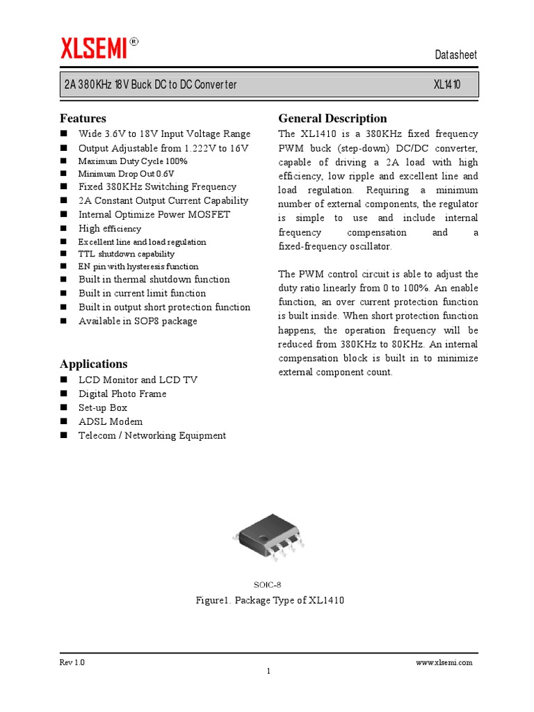 XL1410 Datasheet | PDF | Capacitor | Components