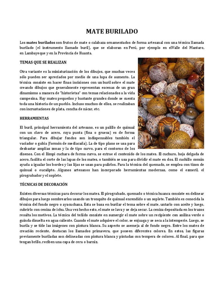 Mate Burilado: Arte y Técnicas Peruanas | PDF | Pintar | Naturaleza