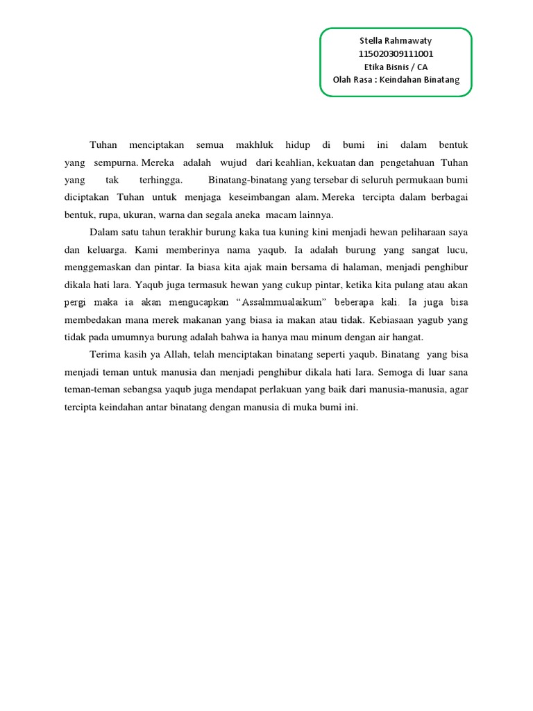 Olah Rasa - Kasih Sayang Binatang | PDF