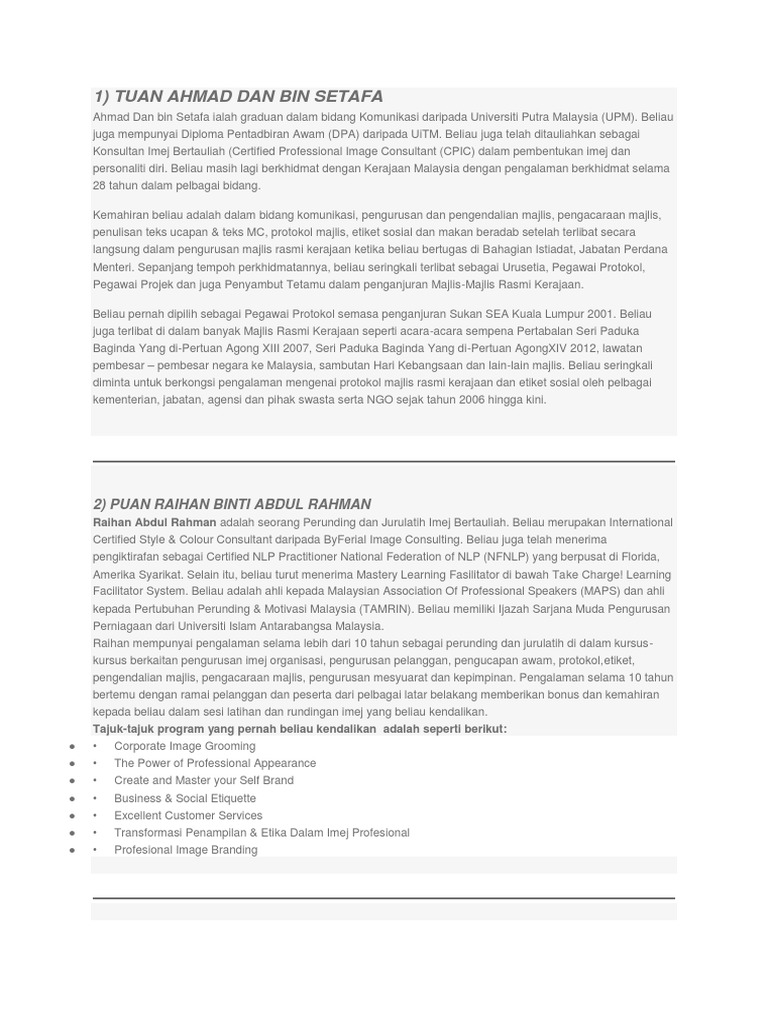 Contoh Profil Trainer | PDF