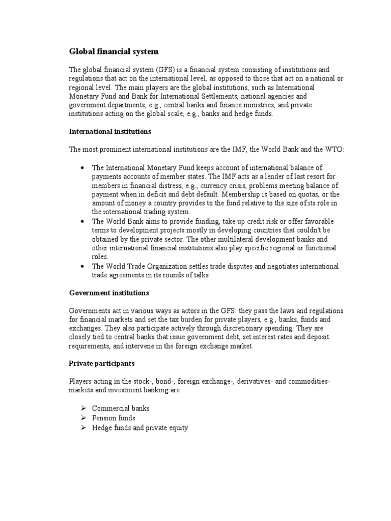 Overview of the Global Financial System | PDF | Foreign Exchange Market ...