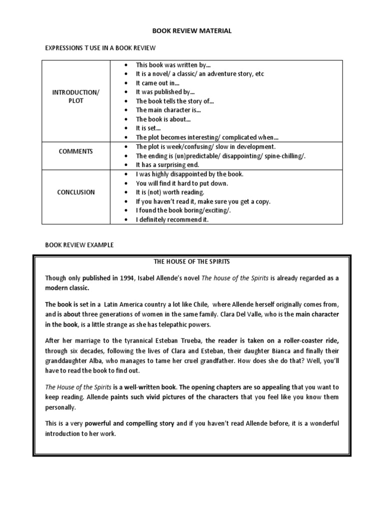 Vocabulary for Effective Book Reviews | PDF