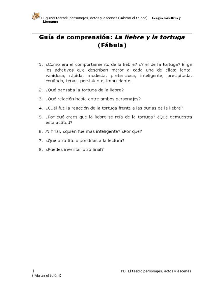 Análisis de "La liebre y la tortuga" | PDF | Ficción general