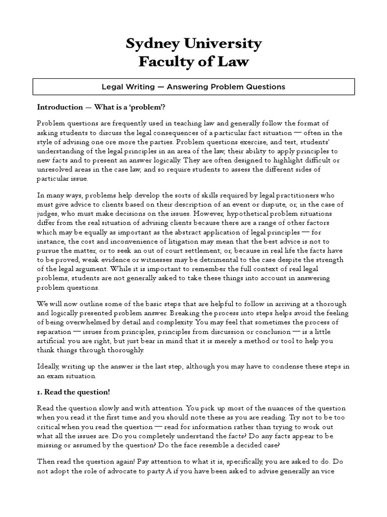 Legal Writing - Answering Problem Questions | PDF | Precedent | Government
