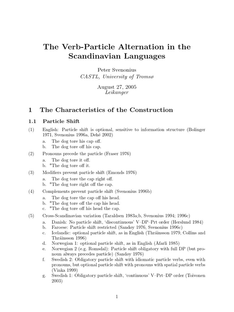 Scandinavian Verb-Particle Alternation | PDF | English Language | Syntax