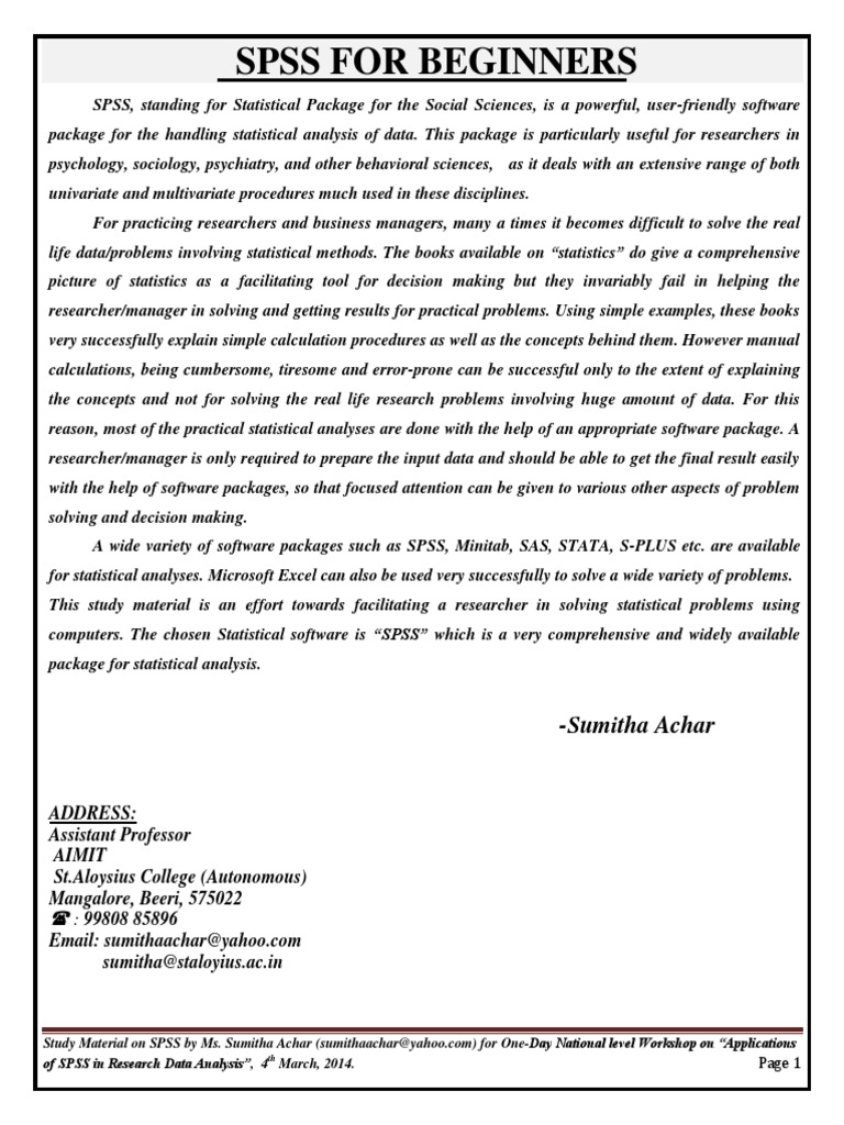 Spss Introduction Document-Sahyadri | PDF | Spss | Level Of Measurement