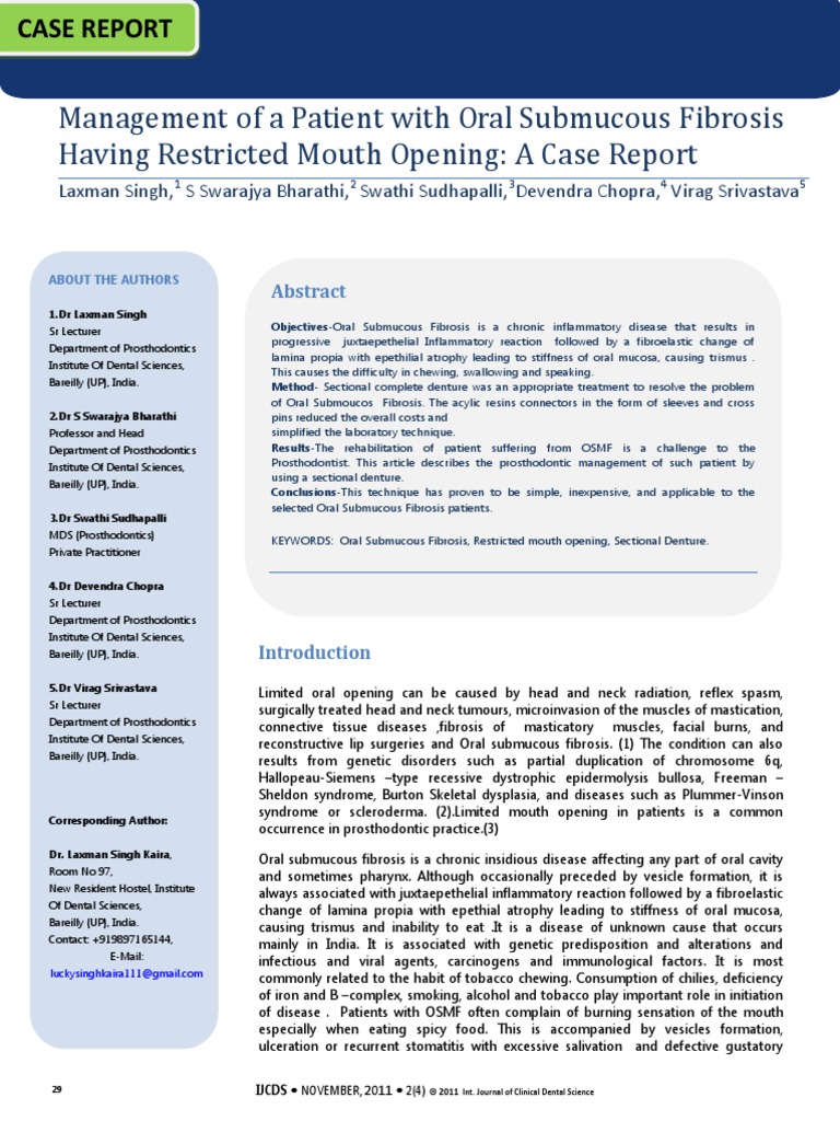 Osmf | PDF | Dentures | Dentistry
