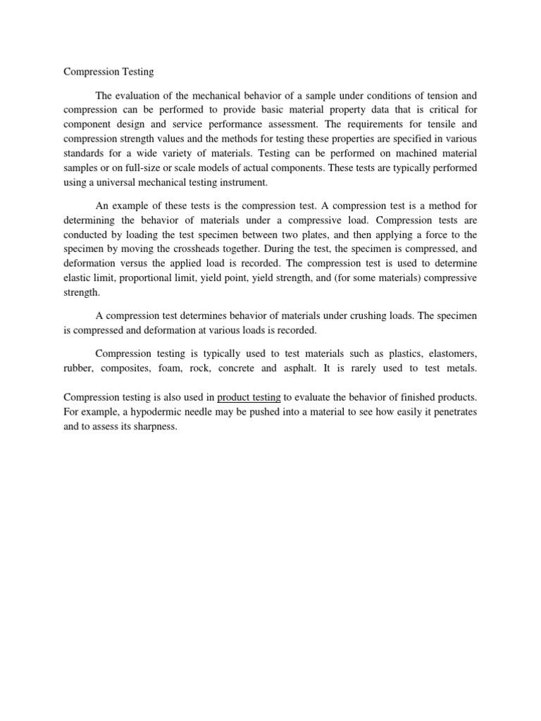 Compression Testing Pdf Deformation Engineering Strength Of