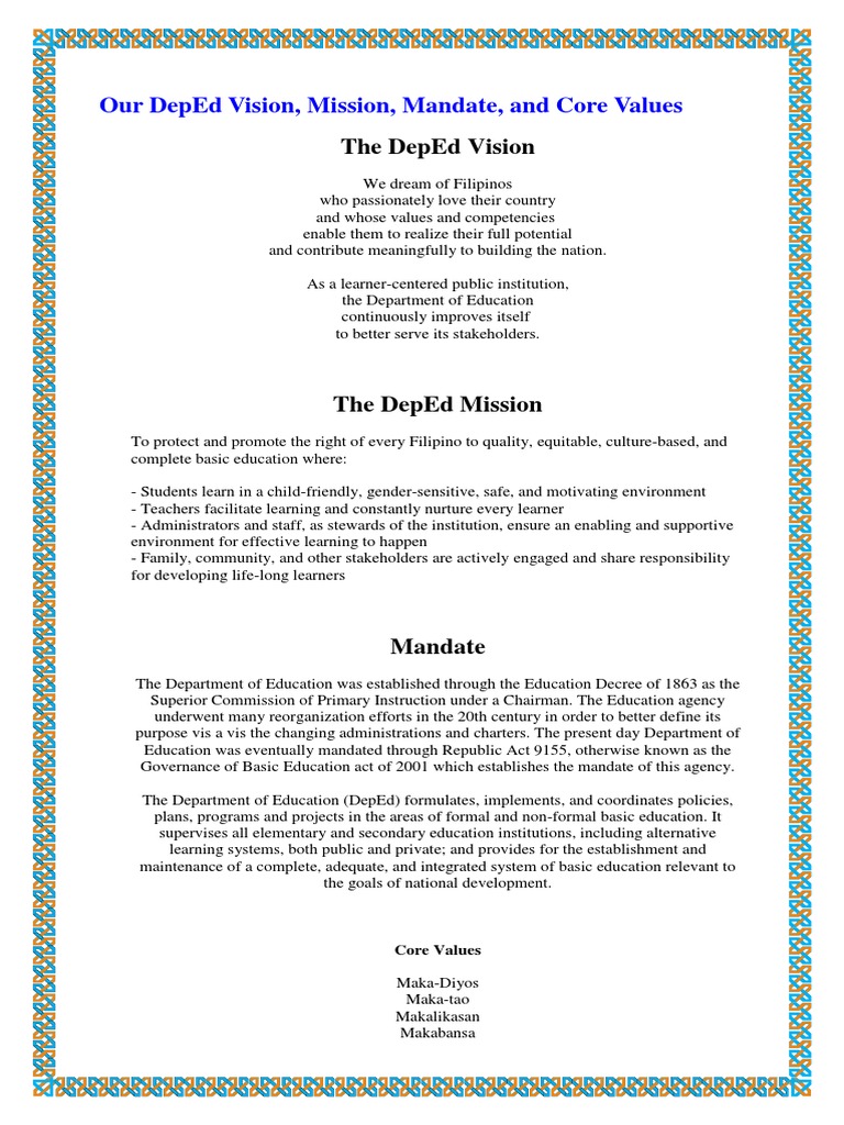 Our Deped Vision | PDF | Wellness