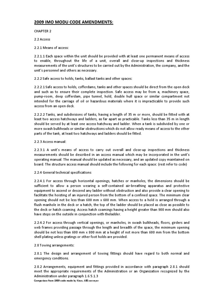 2009 IMO MODU Code Amendments | PDF | Duct (Flow) | Ventilation ...