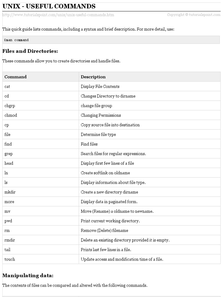 30.unix - Useful Commands | PDF | Secure Shell | C (Programming Language)