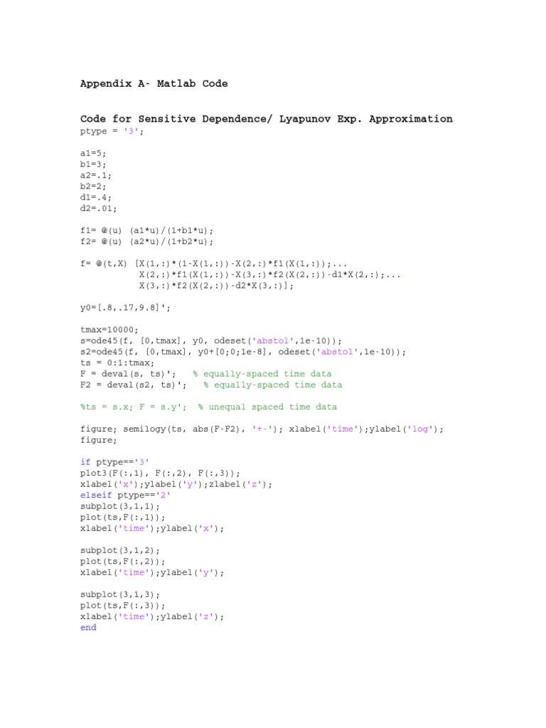 Lyapunov Exponenets Matlab | PDF | Functions And Mappings | Teaching Mathematics