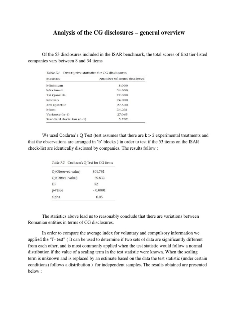 Romanian CG Disclosures Analysis Report | PDF