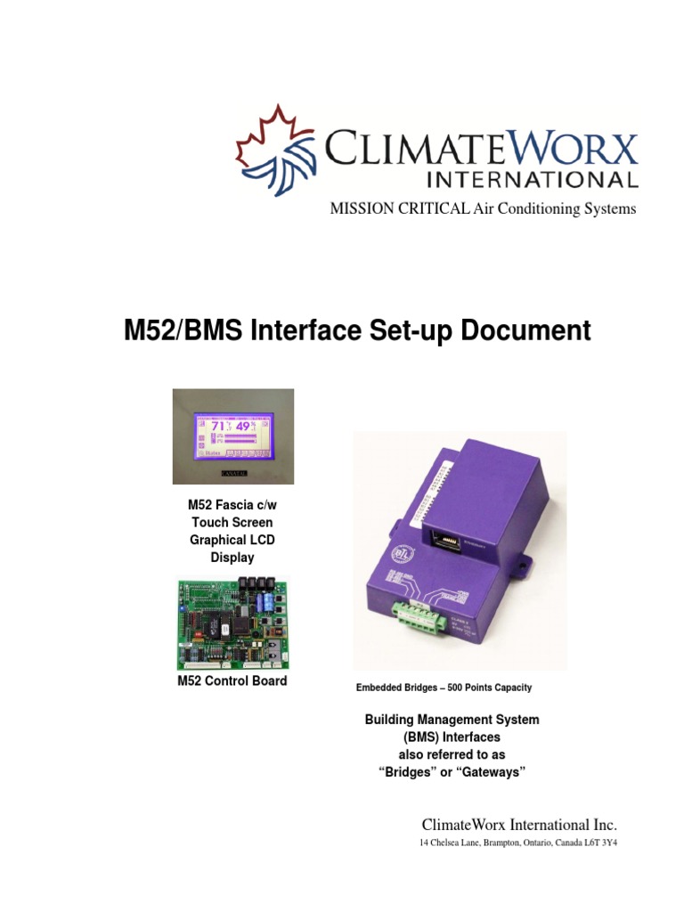 M52 BMS Interface Set-Up Document | PDF | Gateway (Telecommunications ...