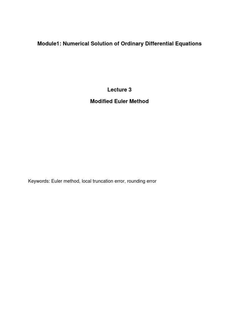 Module1: Numerical Solution of Ordinary Differential Equations | PDF | Mathematical Analysis ...