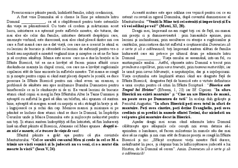 Predica La Inmormantare | PDF