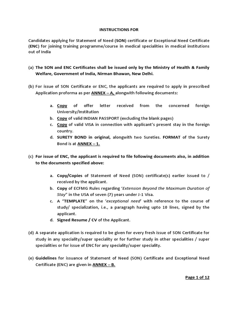 MCI Guideline For Certificate For Doctors Going Abroad | PDF | Travel ...