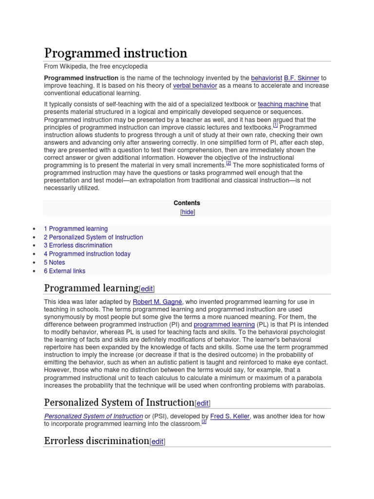 Programmed Instruction | PDF | Behaviorism | Learning
