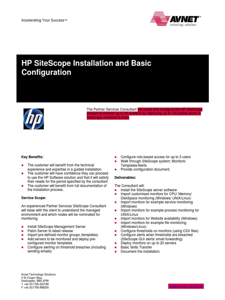 HP Sitescope Installation Basic Configuration | PDF | Server (Computing ...