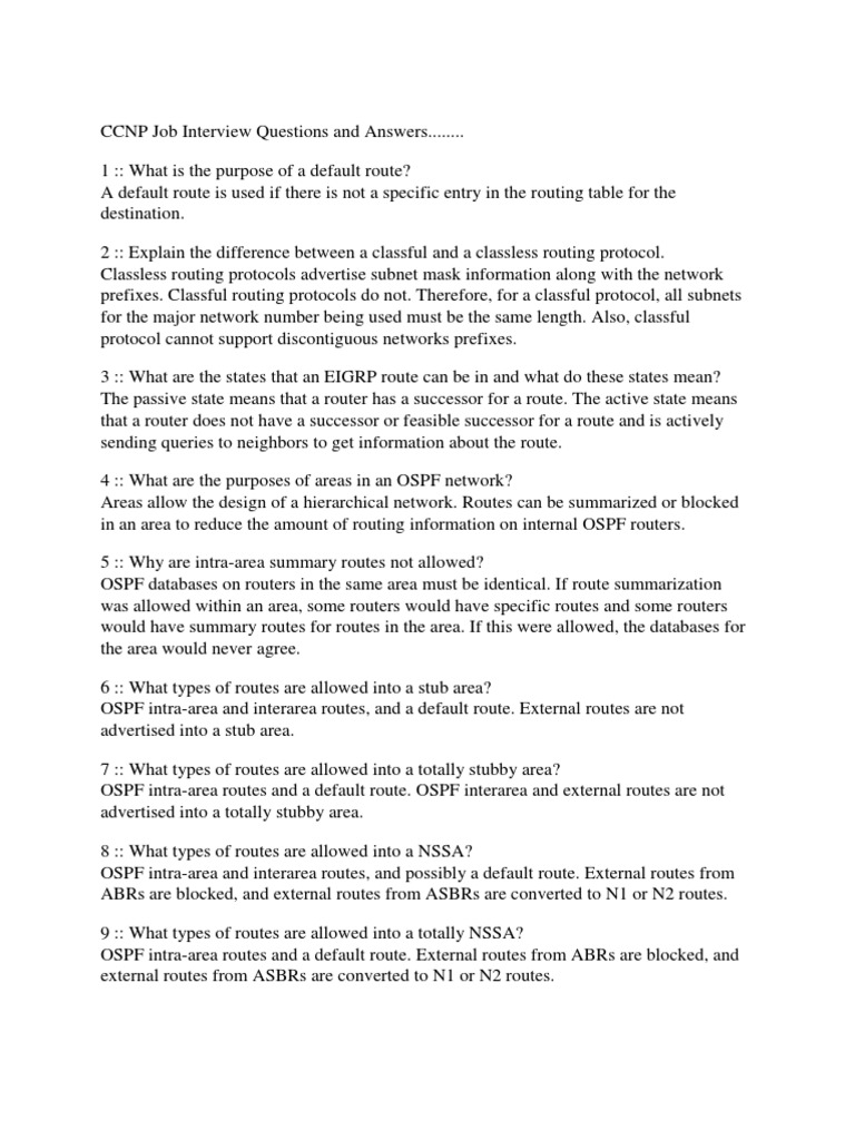 CCNP Interview Questions | PDF | Ip Address | Computer Networking