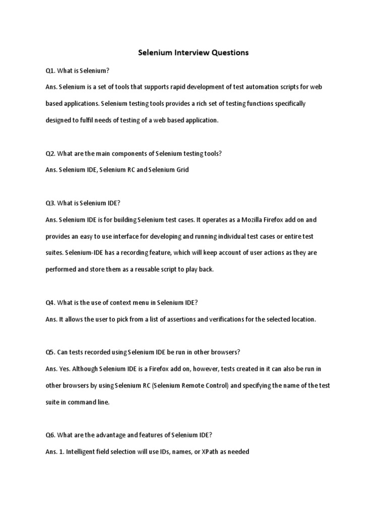 Selenium Interview Questions | PDF | Selenium (Software) | Computer Programming