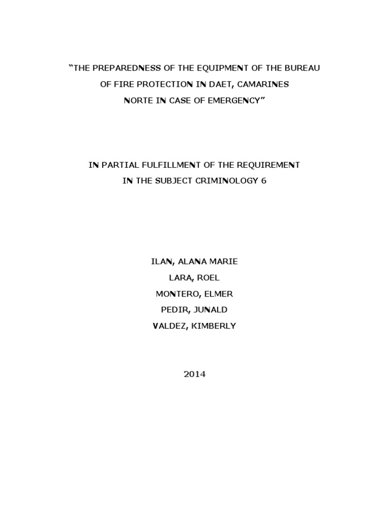 Thesis Chapter 1 | PDF | Firefighter | Fire Engine