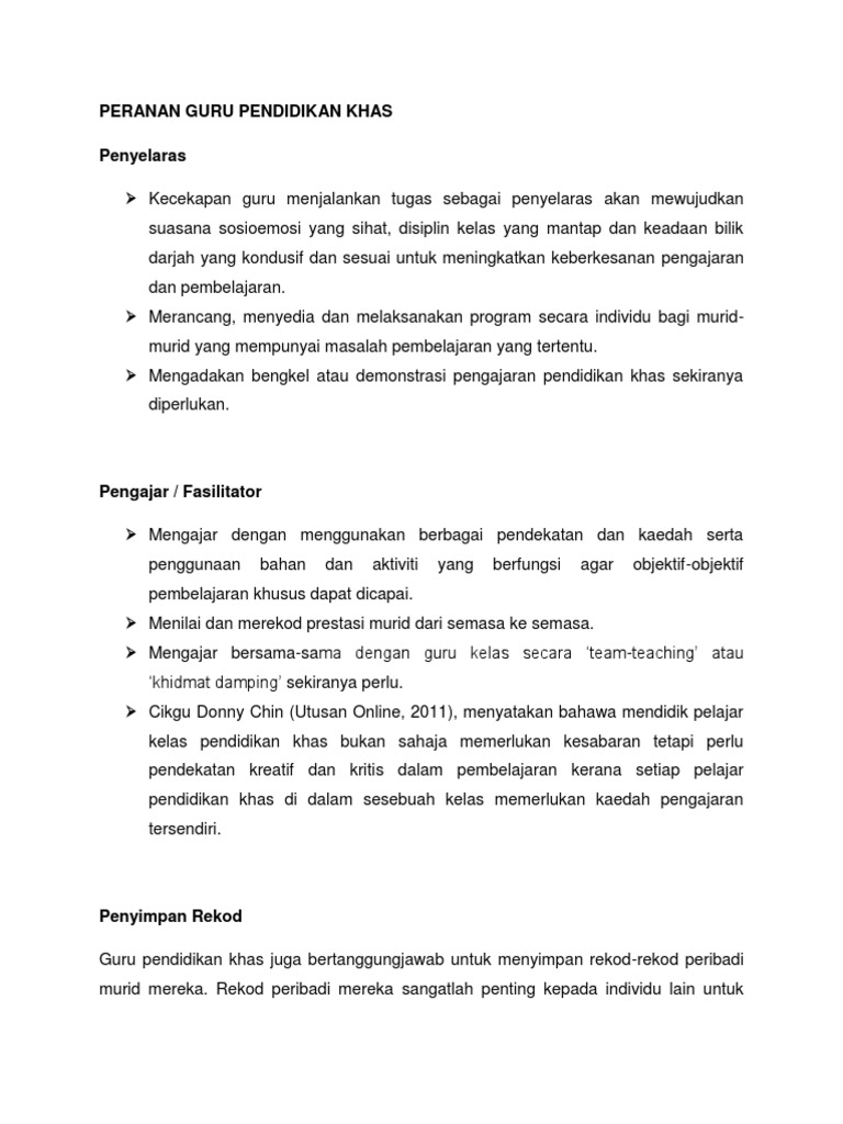 Peranan Guru Pendidikan Khas | PDF