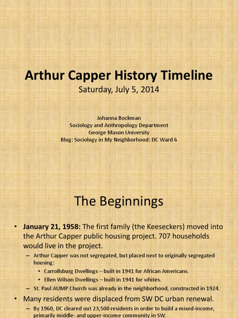 Arthur Capper History Time Line July 5 | PDF | Public Housing | Urban ...