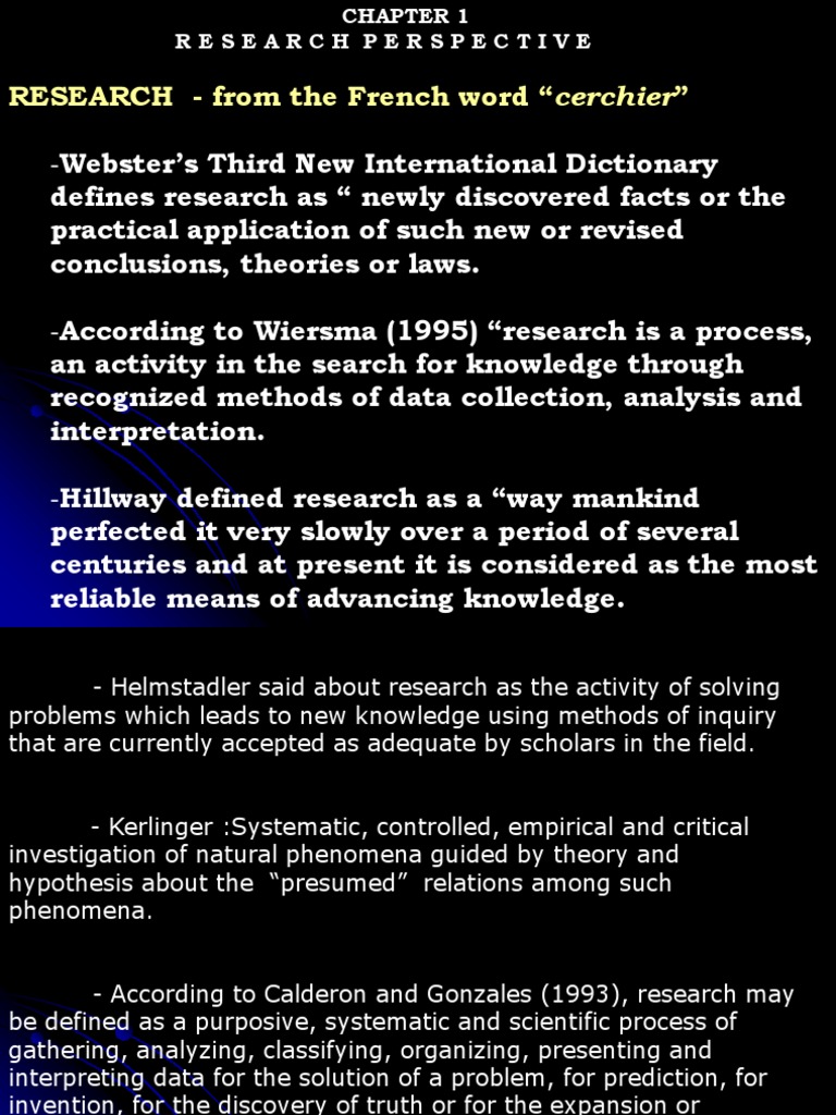 CH 1 - Research Perspective New | PDF | Thesis | Scientific Method