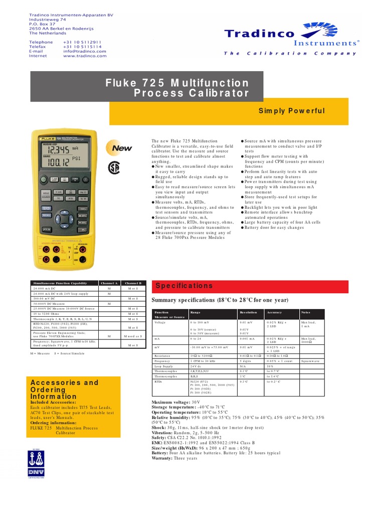 Fluke 725 Multifunction Calibrator | PDF | Thermocouple | Electronics