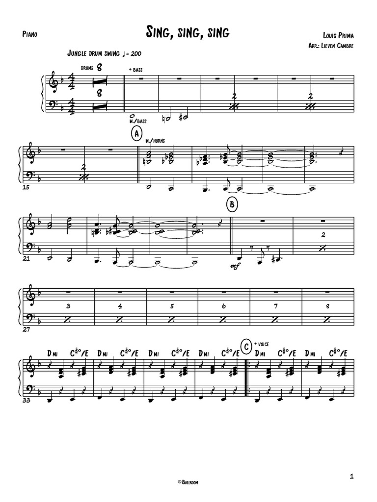 Sing Sing Sing - Piano | PDF | American Popular Music | African ...