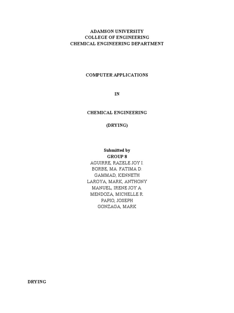 Adamson University College of Engineering Chemical Engineering ...