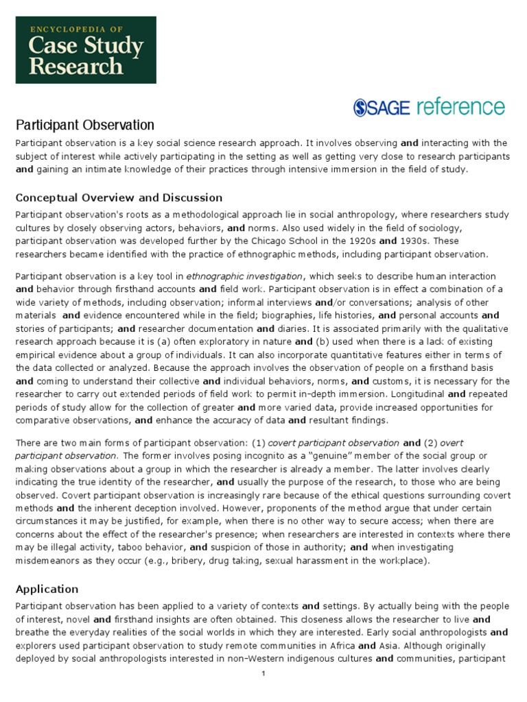 Participant Observation | Field Research | Ethnography