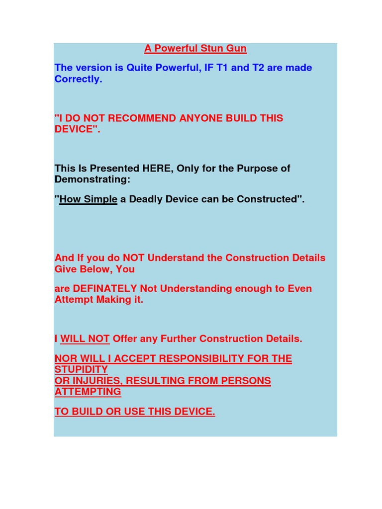 A Powerful Stun Gun | PDF | Insulator (Electricity) | Transformer