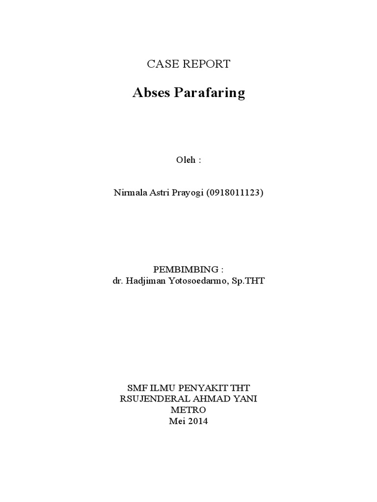 Abses Parafaring: Case Report | PDF